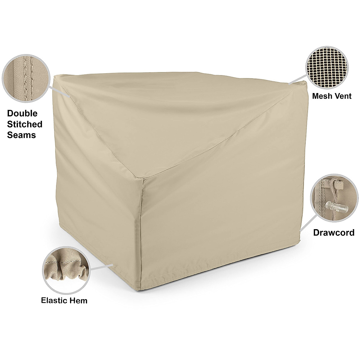 Covermates Outdoor Corner Sectional Chair Cover - Water Resistant Polyester, Drawcord Hem, Mesh Vents, Seating and Chair Covers, 34W x 34D x 30H, Khaki