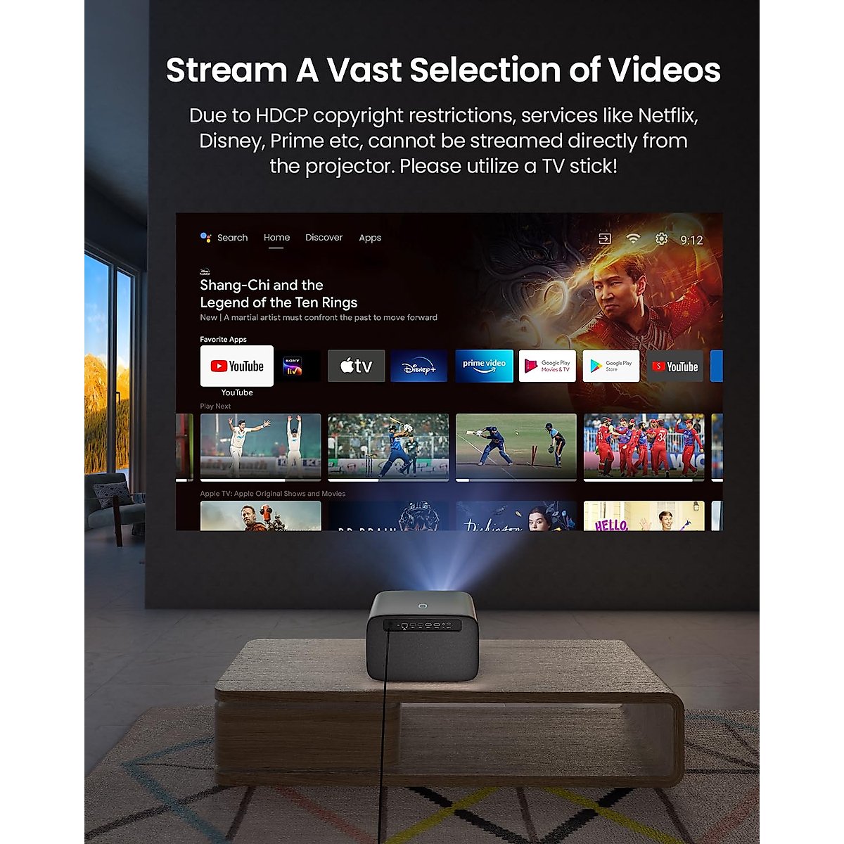 CASIRIS OmniStar L80 4K Projector with WiFi and Bluetooth, 1500 ANSI Lumen Native 1080P Video Projector, Auto Focus/Keystone, 2x15W Speakers, 200" Display Compatible with iOS/Android/HDMI/USB/TV Stick
