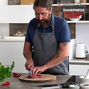 Boston Steel Santoku Knife 7 Inch 5CrMoV Carbon Stainless Steel Sharp Full Tang Chopping Kitchen Knife with ABS Ergonomic Handle Design, Gifts for Men and Women, Kitchen Knives in Premium Gift Box