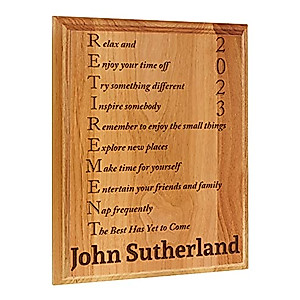 Personalized Retirement Plaque 2023 Custom Name Acrostic Poem Retirement Gifts Women Men Retirement Party 7x9 Oak Wood Custom Engraved Plaque Wood