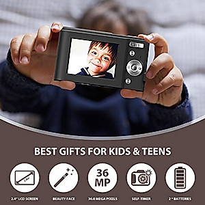 IEBRT Digital Camera,1080P Mini Kid Camera Vlogging Camera Video Camera LCD Screen 16X Digital Zoom 36MP Rechargeable Point and Shoot Camera for Compact Portable Kids Teens Gifts