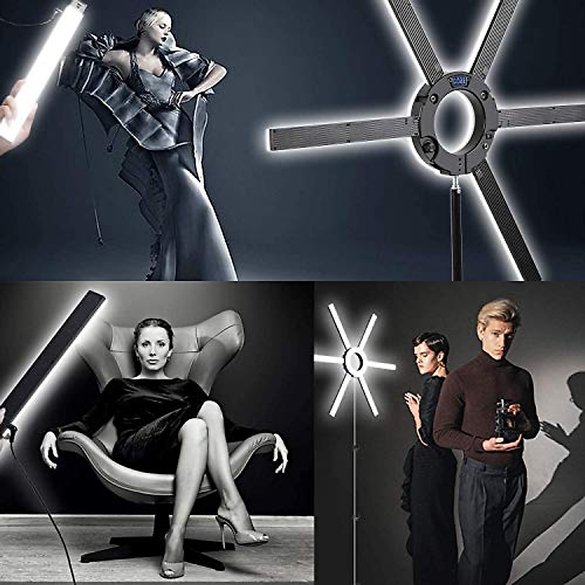 GVM Great Video Maker 600S LED Ring Light, 90W Dimmable Led Video Light Kit with Detachable Light Bars, Photography Lighting Led Video Lighting Kit for Live Broadcast, YouTube, CRI 97+ 3200K-5600K