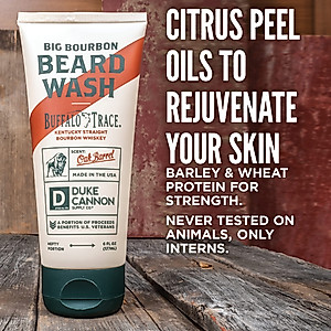 Duke Cannon Supply Co. Big Bourbon Beard Care Collection Gift Bundle (3 Piece Set) - Beard Wash, Balm and Oil (Oak Barrel Scent)