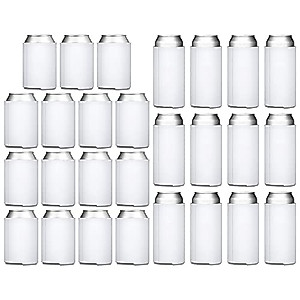 TahoeBay Blank Can Cooler Sleeves (15-Pack) Standard Size and (12-Pack) Slim Size (White)