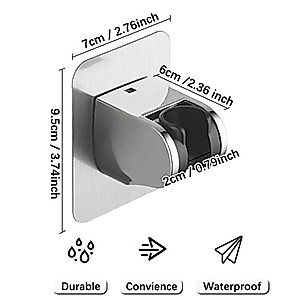 Shower Head Holder with Strong Adhesive, Adjustable Handheld Shower Wand Holder Waterproof Wall Mount Bracket, No Drilling Shower Hose Holder Better Than Suction Cups for Shower Bathroom