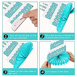 Teal Birthday Decorations Table Centerpieces for Women Girls, 8pcs Breakfast Blue Happy Birthday Honeycomb Centerpieces Party Supplies, Teal Blue Bday Party Table Topper Decor