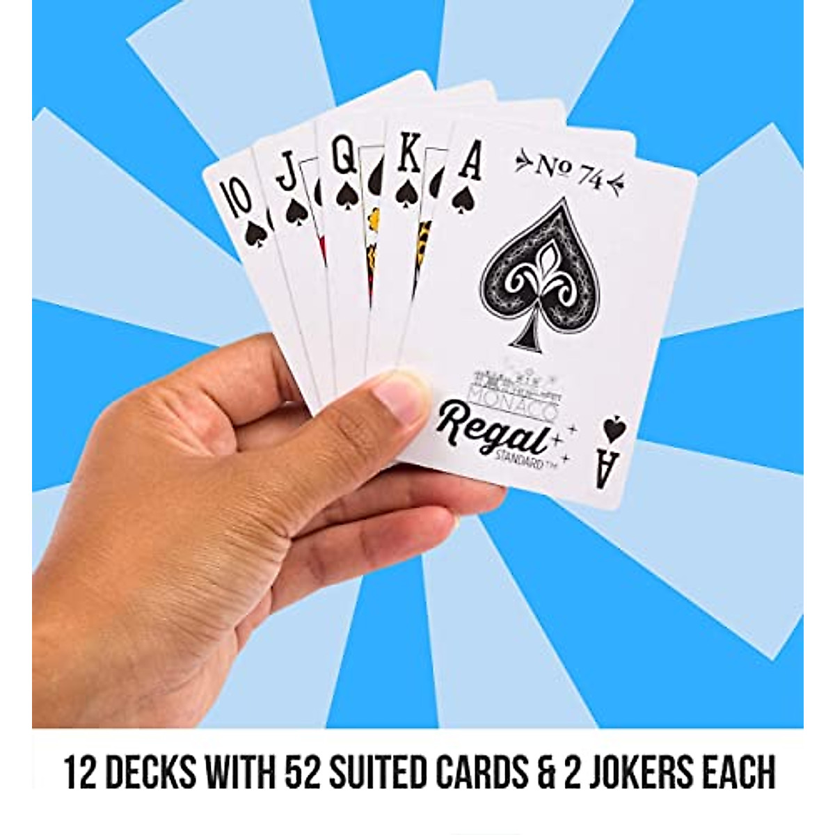 Regal Games - Bulk Playing Cards -2 Sets of 6-Red and Blue-12 Pack - Poker Size, Standard Index -for Blackjack, Euchre, Canasta Card Game - Perfect for Large Events, Bulk Purchasing