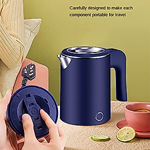 0.6L Small Portable Electric Kettle, Mini Stainless Steel Travel Kettle, Portable Mini Hot Water Boiler Heater, Quiet Fast Boil & Cool Touch with Boil-Dry Protection