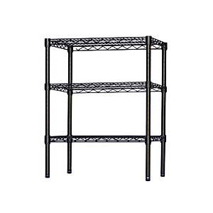 Shelving Inc. Black Wire Shelving with 3 Tier Shelves - 8" d x 30" w x 34" h, Weight Capacity 300lbs Per Shelf