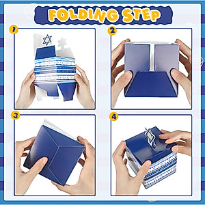 Yeaqee 32 Pcs Hanukkah Goody Candy Boxes for Gift Giving Chanukah Treat Boxes Hanukkah Cookie Boxes Tins Holiday Cardboard Gift Wrap Boxes Paper Gift Holder for Party Favor Supplies, 8 Styles