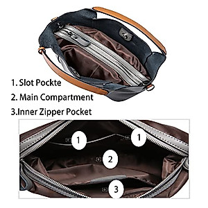 HESHE Leather Womens Shoulder Handbags 2 in 1 Bag Top Handle Tote Purse Satchel Ladies Purses Crossbody Bag (Grey)