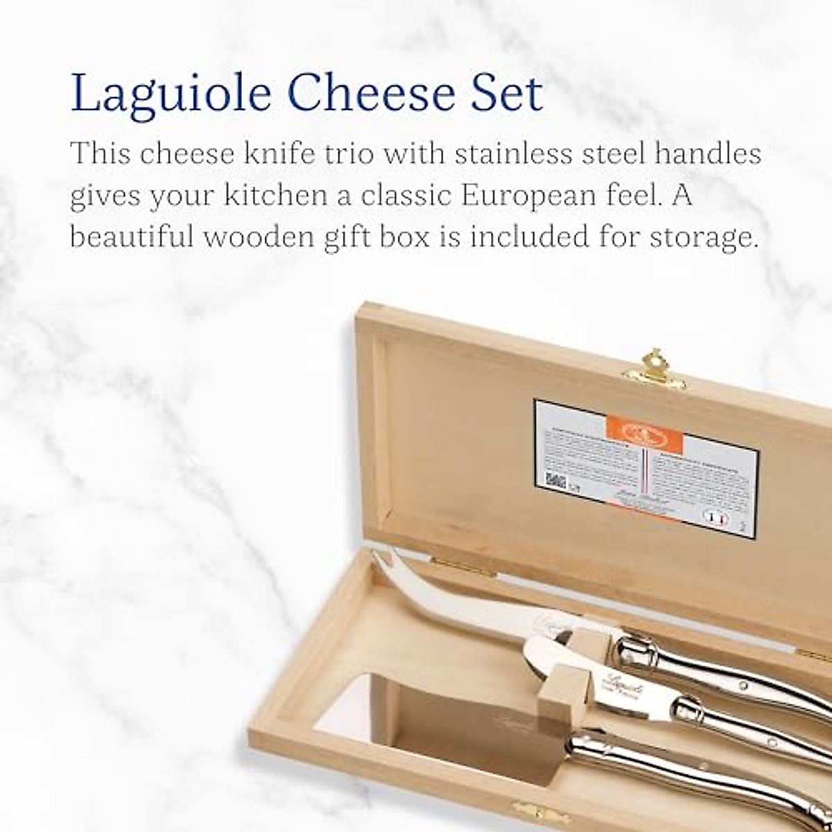 Jean Dubost Laguiole 3-Piece Cheese Knife Set - Stainless Steel
