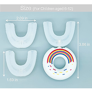SIOTMERA Toddler U Shaped Soft Toothbrush 360° Clean Whole Mouth, Best Kids Teeth Brushes, Age 6-12 Years Infant Toothbrush,White Donut Design Handle with 3 Food Grade Soft Silicone Brush Head
