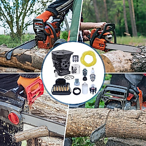 AUMEL 537320402 47mm Cylinder Piston Kit for Husqvarna 455 460 Chainsaw Part w/Air Fuel Filter Line Primer Bulb Spark Plug Valve Bearing.