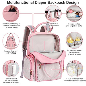 AOMAY Diaper Bag Backpack - Mommy bag for hospital, Travel backpacks, Large Capacity, Multifunctional - Baby Essentials(Pink)
