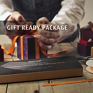 hecef 8 Inch Chinese Cleaver Kitchen Knife, Vegetable Meat Cleaver Chef’s Knife Made of High Carbon Steel & Ergonomic Cuibourtia Handle, Sharp Kitchen Cutlery for Home & Restaurant with Gift Box