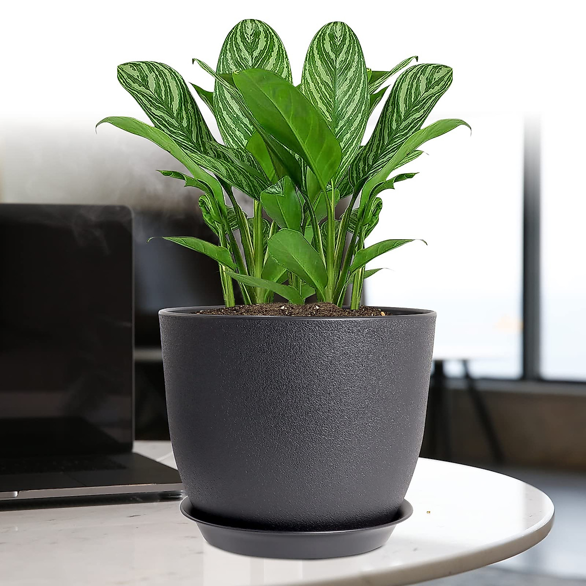 UOUZ 12/10/9 Large Modern Plant Pots, Plastic Planters with Drainage ...