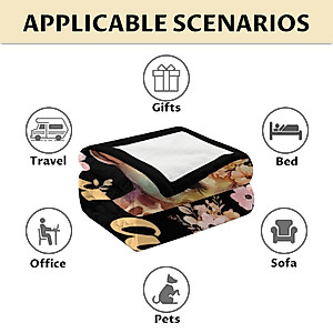 Giraffe Blanket Gifts - 40"x50" Cute Throw Blanket for Girls - Black Soft Plush Blankets for Couch, Sofa
