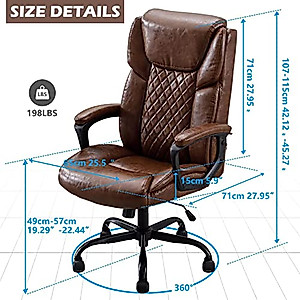 DYHOME High Back Executive Brown Leather Office Chair Ergonomic Lumbar Support, Big and Tall Comfortable Home Office Computer Desk Chair Metal Base Modern Managerial Chair