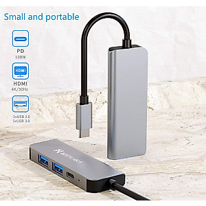 USB C Hub, BEST CABLE 4-in-1 USB C Hub Adapter USB C to HDMI 4K,100W Power Delivery , USB 3.0, USB 2.0, Compatible with MacBook Pro 2016-2020/Air 2018-2020...More