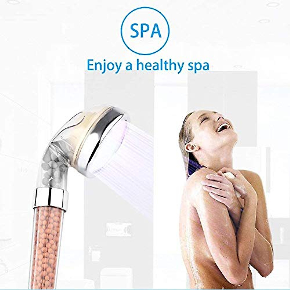 PRUGNA Filter Shower Head with Hose and Shower Arm Bracket, High Pressure & Water Saving Handheld Shower, 3-Settings Filter Showerhead for Dry Hair & Skin SPA
