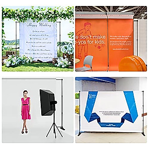 Yohenkta Backdrop Banner Stand, 8ft Adjustable Photo Studio Backdrop Stand Kit with Carrying Bag for Trade Show, Photography, Wall Exhibitor Background, Party, Wedding