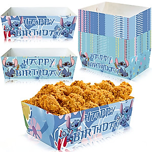 Stitch Birthday Decorations - 24pcs Stitch Party Paper Food Trays, Stitch Theme Party Paper Trays for Lilo and Stitch Birthday Party Decorations