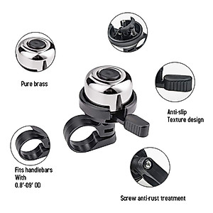 Emoly Bike Bell, 4 Pack Premium Bicycle Bell, Brass Bike Bells for Adults and Kids - Crisp Loud Melodious Sound - Bicycle Bells for Road Bike, Mountain Bike (Gold&Silver)