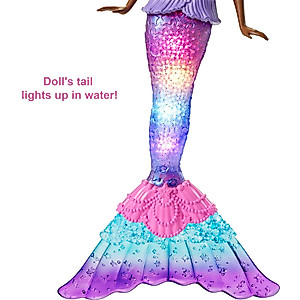 Barbie Dreamtopia Doll, Mermaid Toy with Water-Activated Light-Up Tail, Purple-Streaked Hair & 4 Colorful Light Shows