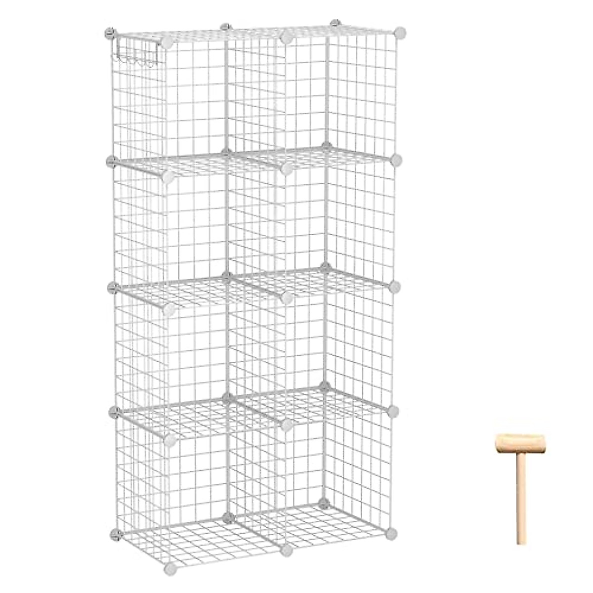 C&AHOME Wire Cube Storage, 8-Cube Organizer Metal C Grids Storage, Storage Bins Shelving, Modular Shelves, DIY Closet Cabinet Ideal for Living Room, Home, Office 24.8" L x 12.4" W x 48.4" H White
