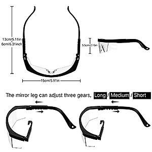 Puzyun [5-Pack] Black Safety Goggles,Clear Anti-fog/Anti-Scratch Safety Glasses Eyes Protection Goggles Protective Eyewear