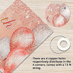 Happy 60th Birthday Rose Gold Banner Cheers to 60 Years Old Backdrop Confetti Balloons Theme Decor for Women 60 Years Old Pink Birthday Party Decorations Bday Supplies Background Favors Gift Glitter