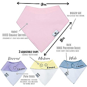 Diaper Squad 100% Organic Cotton Pastel 10-Pack Baby Drool Bandana Bibs Solid Colors for Boys and Girls