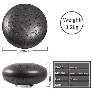 LOMUTY Steel Tongue Drum - Percussion Instrument -Handpan Drum with Bag, Music Book, Mallets, Finger Picks