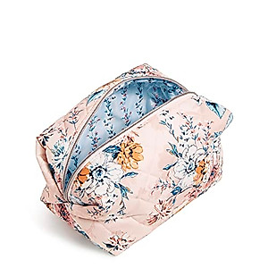 Vera Bradley Women's Performance Twill Large Cosmetic Makeup Organizer Bag, Peach Blossom Bouquet, One Size