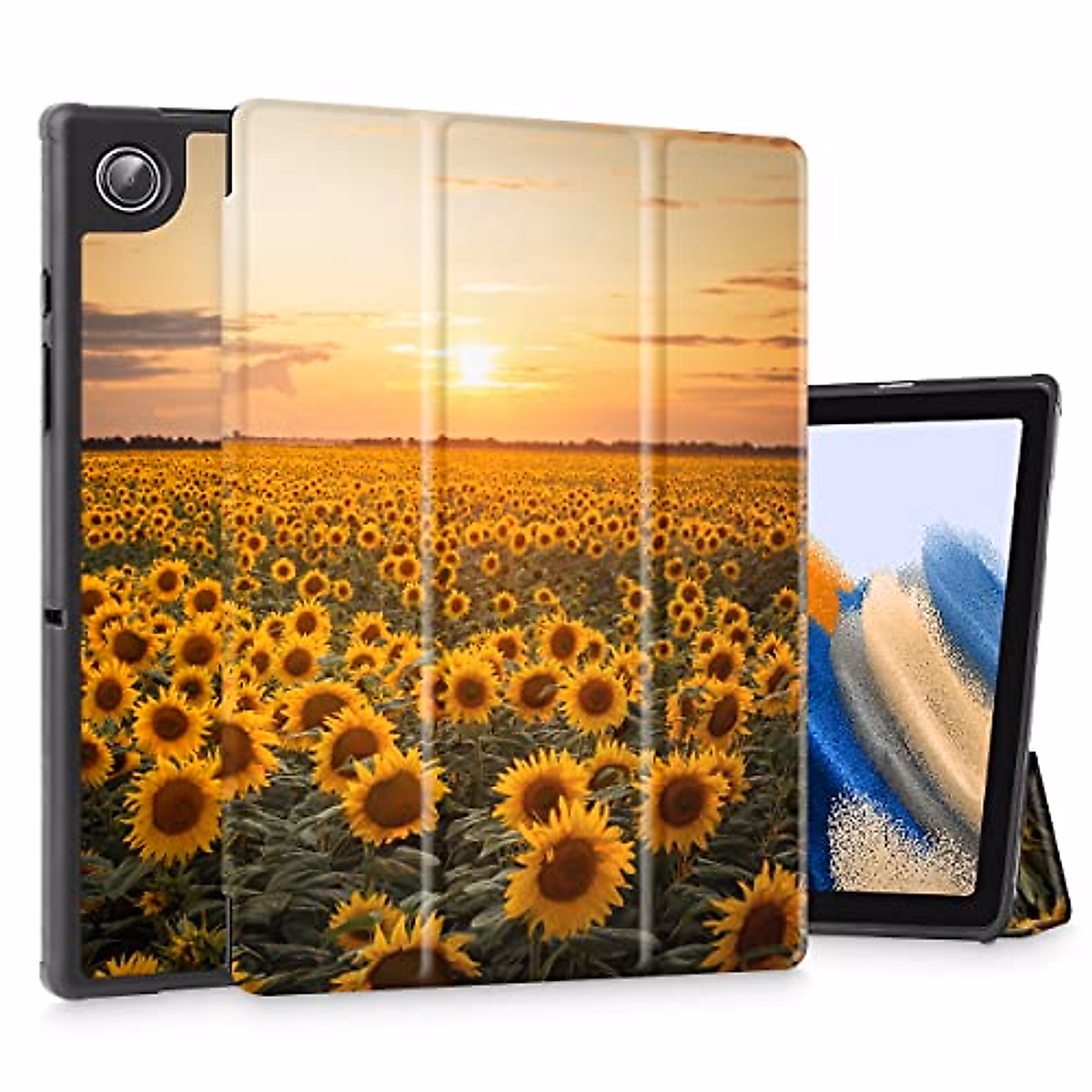 May Chen Case for Samsung Galaxy Tab A8 10.5 Inch 2022 Release, Auto Wake/Sleep Slim PU Lightweight Trifold Stand Folio Cover for Samsung Galaxy Tab A8 Tablet [SM-X200/X205/X207], Sunflower