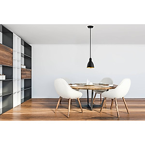 EGLO Priddy 1-Light Mini Pendant Hanging Lighting Fixture with Steel Shade for Kitchen Island, Hallway, and Dining Room, 60W, 82 in, Black and Gold