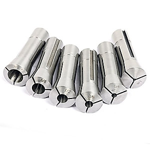 8MILELAKE 1/8-3/4" Precision R8 Collets 6pcs Mill Chuck Holder for Bridgeport .0006