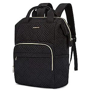 BAGSMART Laptop Backpack for Women Book Bag Cute Backpacks for School Womens Work Travel College Backpacks Gifts for Teacher Nurse, fits 15.6 Inch laptop Black