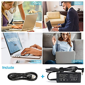 65W Laptop Charger for HP Model 15: 15-ac, 15-af, 15-an, 15-dy, 15-dq, 15-da, 15-db, 15-dw, 15-f, 15-ef, 15-ab 15-au, 15-aw, 15-ay, 15-ba, 15-bn, 15-bk, 15-br, 15-bs Series AC Adapter