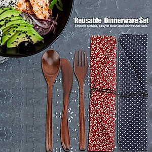 9Pcs Wooden Knife Fork Spoon Wooden Dinner Utensil Set Kitchen Dinnerware Portable Utensils for Parties Weddings Barbeques and Other Special Occasions