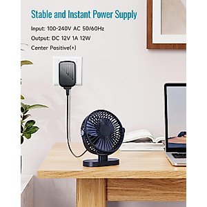 12V 1A 5ft Power Supply Adapter,100-240V 50/60Hz AC to DC 12V 1000mA 12W 5.5mm*2.1mm Universal Wall Charger with DC Connectors 5.5 * 2.5mm/3.5 * 1.35mm/4.0 * 1.7mm, Center Positive, UL FCC VI
