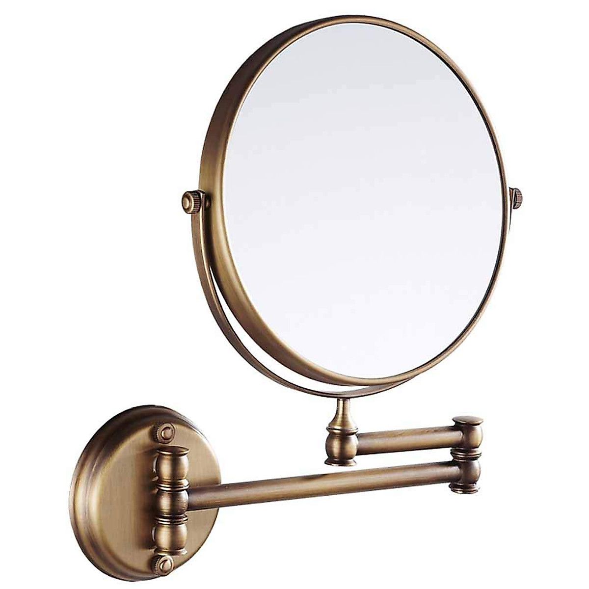 KARAOT Wall-Mounted Makeup Mirror, Shaving Mirror 3X Magnification, Normal Double-Sided Round Bathroom Vanity Mirror Swivel, Extendable and Folding, 360° Free Rotation, for Shaving, Makeup