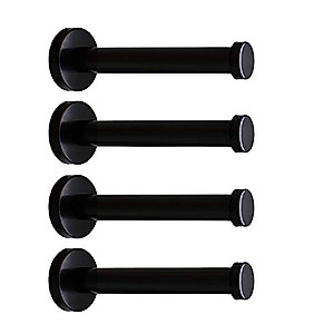 NELXULAS Classic Black Stainless Steel Heavy Duty Wall Mount Hooks, Bath Towel Hooks, Coat Hanger, Handbag Hooks, 4 in Pack (6")