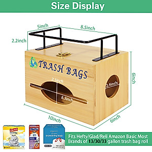 Dawnarriv Large Trash Bag Dispenser, Kitchen Garbage Bag Holder, Bamboo Trash Bag Organizer, Wall Mounted or on Countertop, Compatible with Big and Small Plastic Bags Rolls