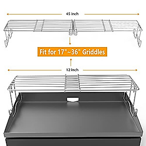 MixRBBQ Adjustable Griddle Warming Rack for Blackstone 17" 22" 28" 36" Griddles, Universal Cooking Grate BBQ Accessories Compatible with Camp Chef, Pit BOSS, Razor, Cuisinart, Royal Gourmet Griddles