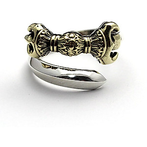 COSUMOSU sterling silver Tibetan Buddhist Vajra Dorje Amulet open ring adjustable ring