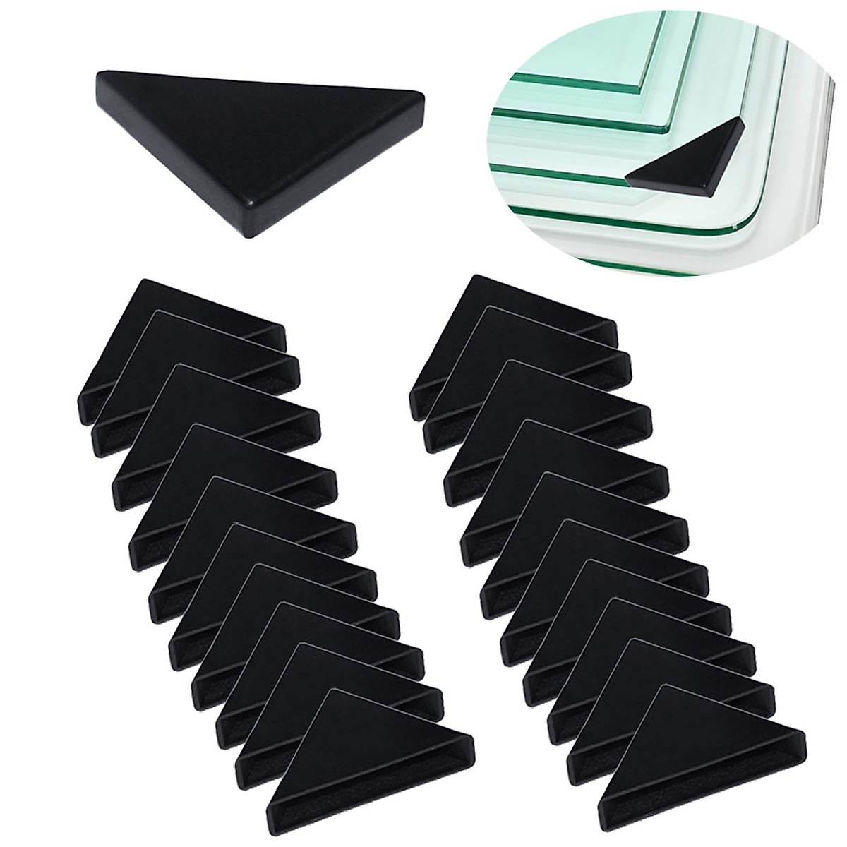 UoYu Corner Protectors- 20 Pcs Shape Triple-cornered Glass Corner Protector Cushion (8mm x 50mm)