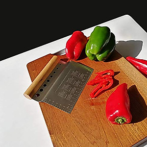 ALLTOP Dough Bench Scraper/Cutter/Chopper Stainless Steel Blade with Herb Stripper,Multipurpose Kitchen Pastry Tool with Scale Ruler - Leaf Remover - 1 Pack