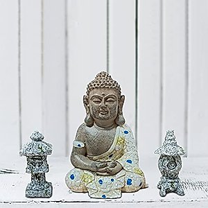 Anner Lily Sitting Buddha Statue Home Decoration, Garden Figurines Bonsai Decorations, Mini Zen Garden Accessories Outdoor Decor